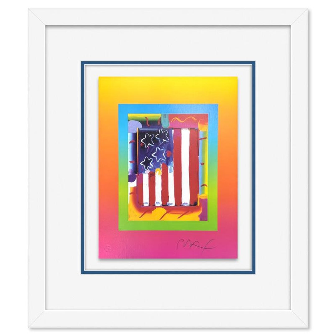 Peter Max, "flag With Heart on Blends Iii" Framed Limited Edition ...
