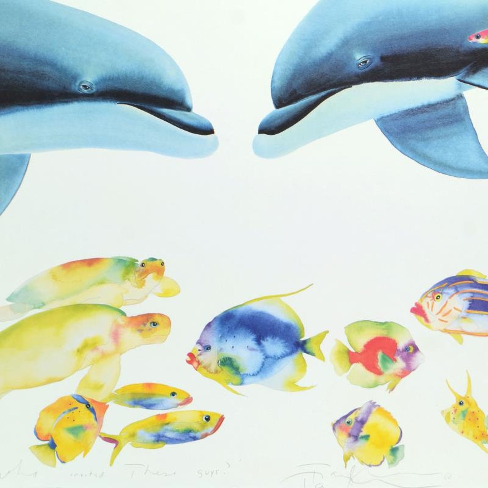 Wyland & Tracy Taylor Lithograph: Dolphins and Fish, Signed Limited ...