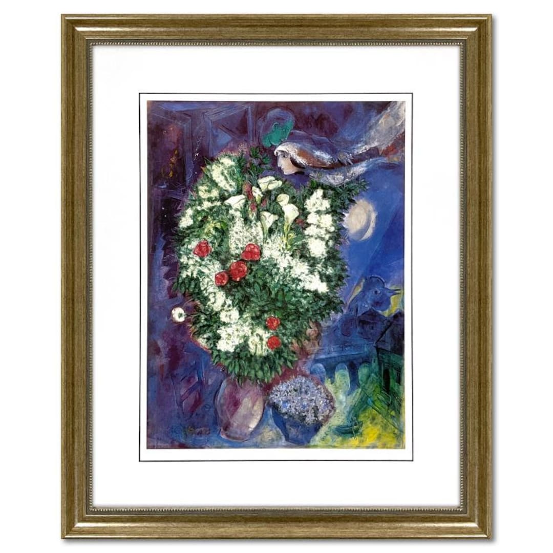 Marc Chagall (1887-1985), "bouquet With Flying Lover" Framed Offset ...