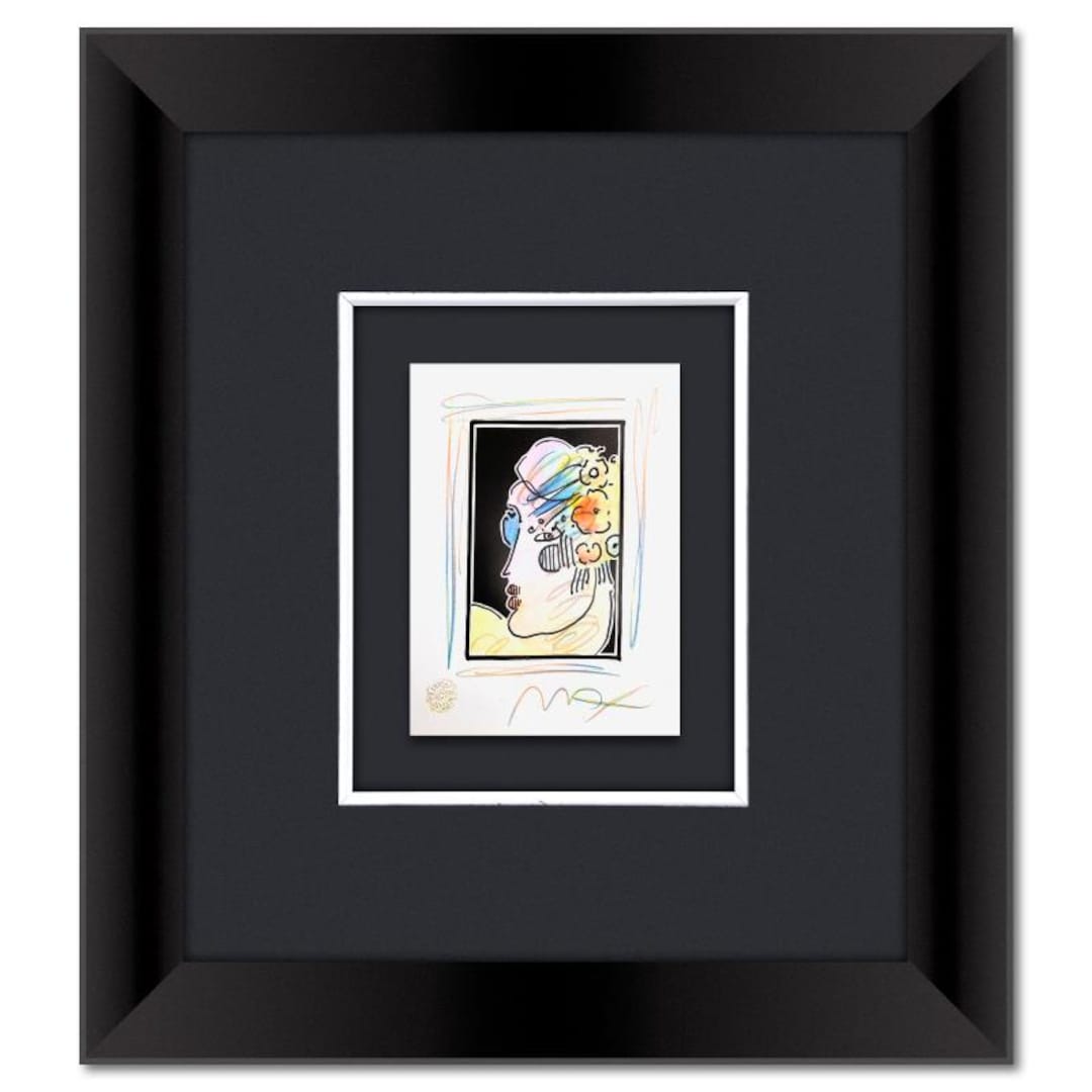 Peter Max, "lady With Profile and Flowers Iii" Framed One-of-a-kind ...