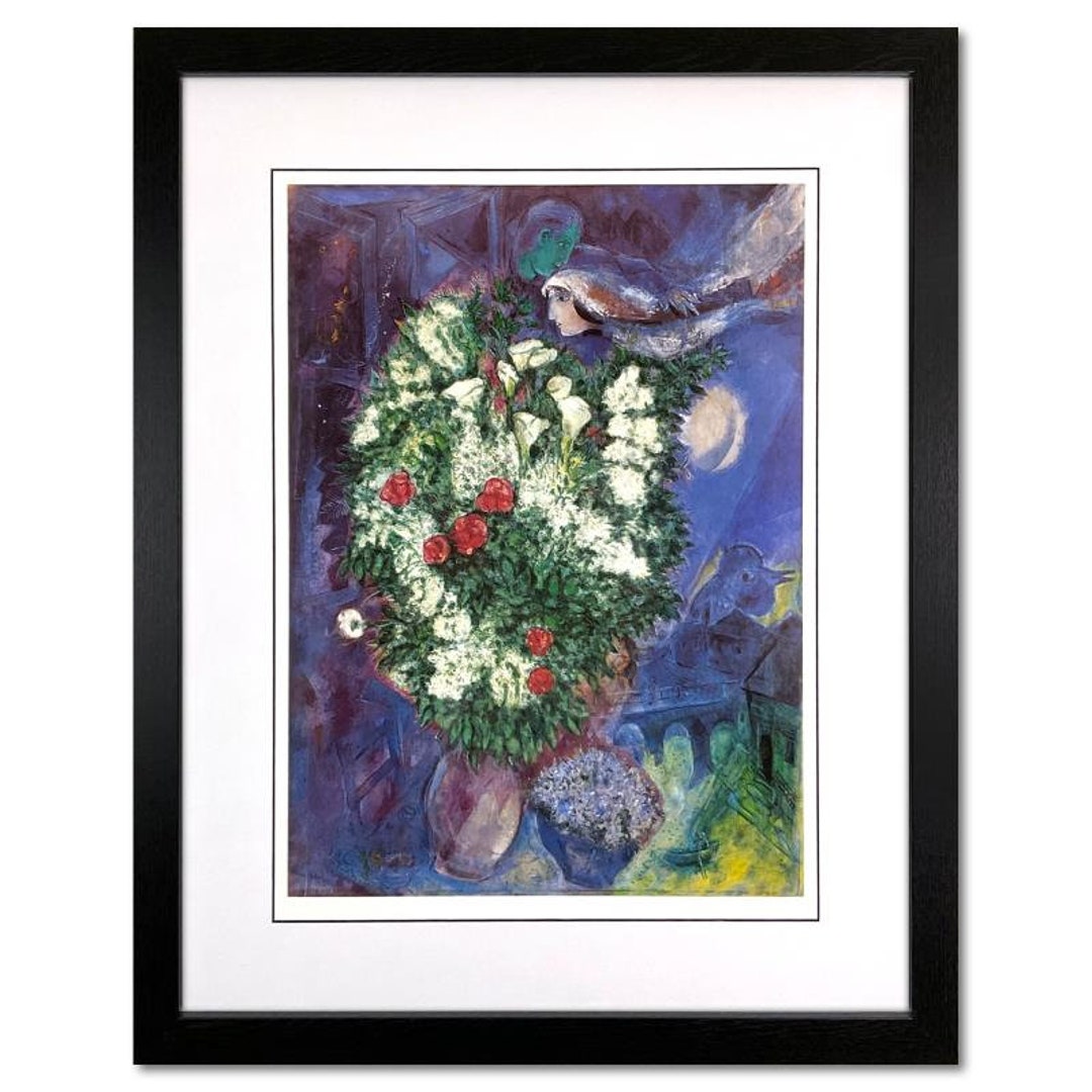 Marc Chagall (1887-1985), "bouquet With Flying Lover" Framed Offset ...
