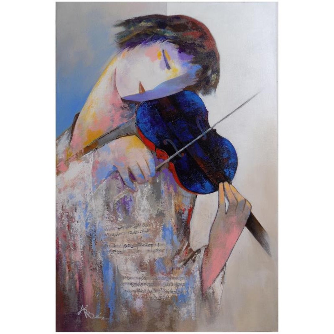 Arbe, "playing Her Song" Hand Signed Original Painting on Canvas With ...