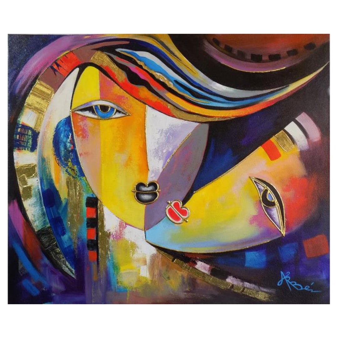 Arbe, "sisters Embrace" Hand Signed Original Painting on Canvas With ...