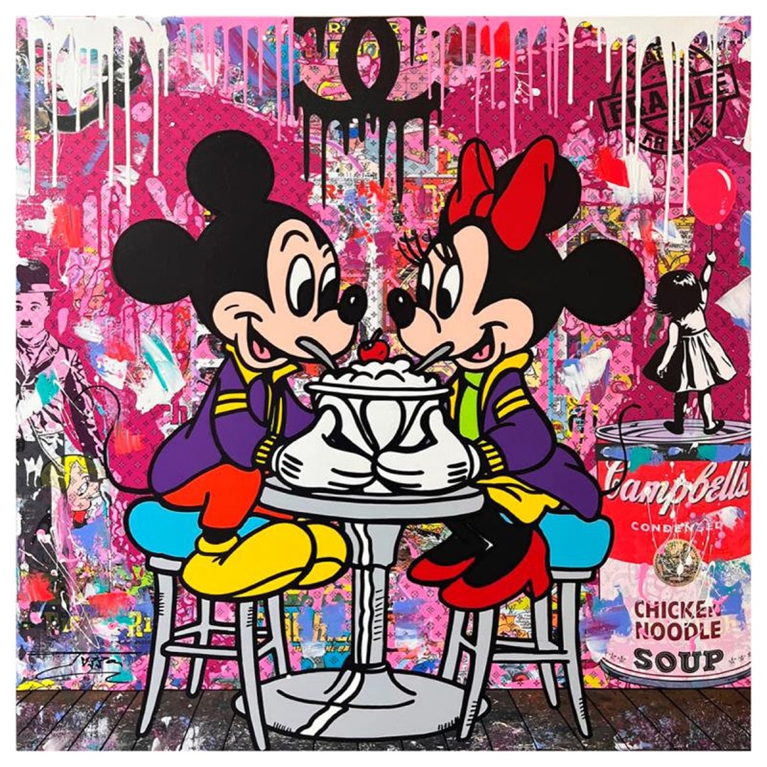 Jozza "ice Cream for Two" Mixed Media Pop Art on Canvas (40x40) - Etsy