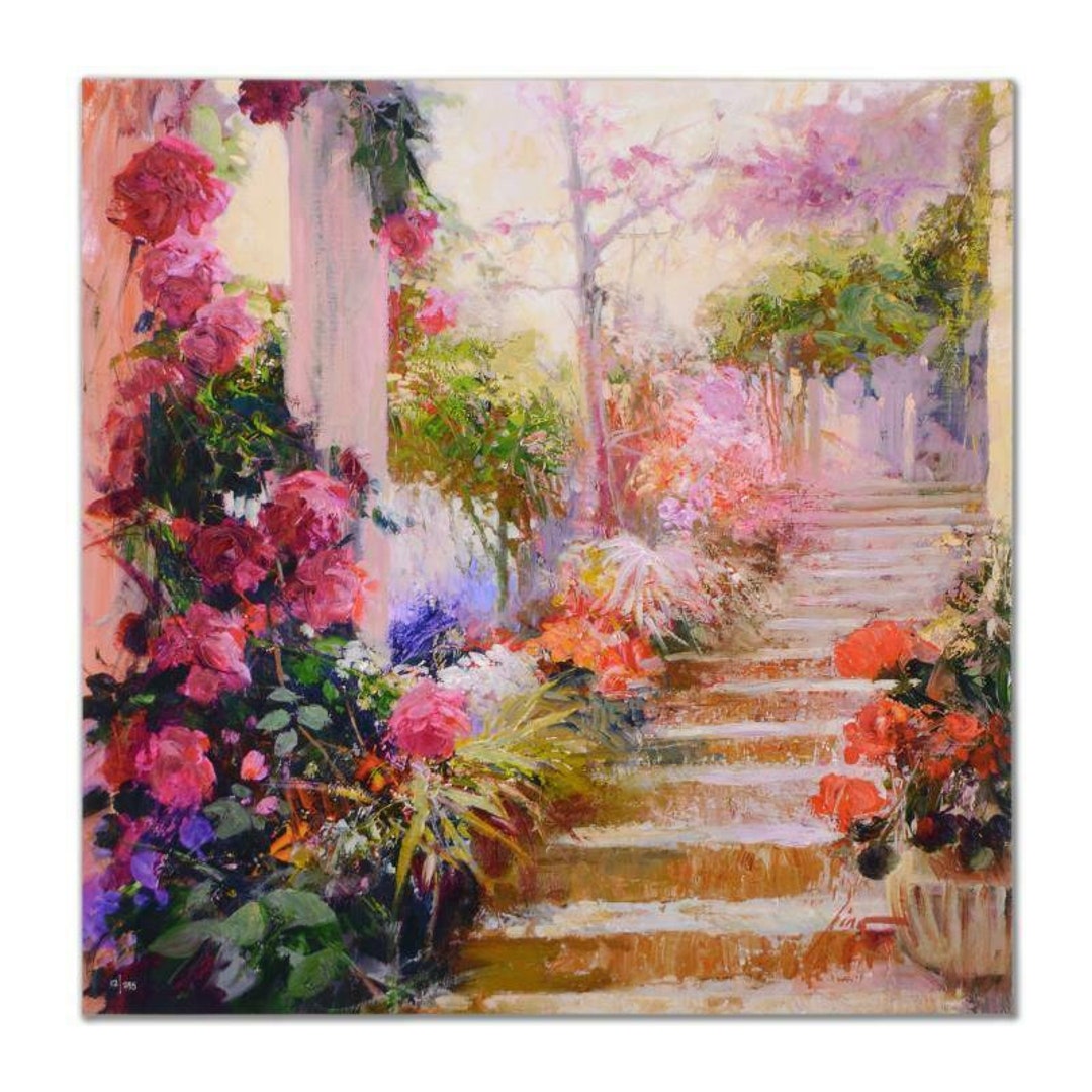 Pino (1939-2010), "rose Garden Steps" Hand Embellished Limited Edition ...