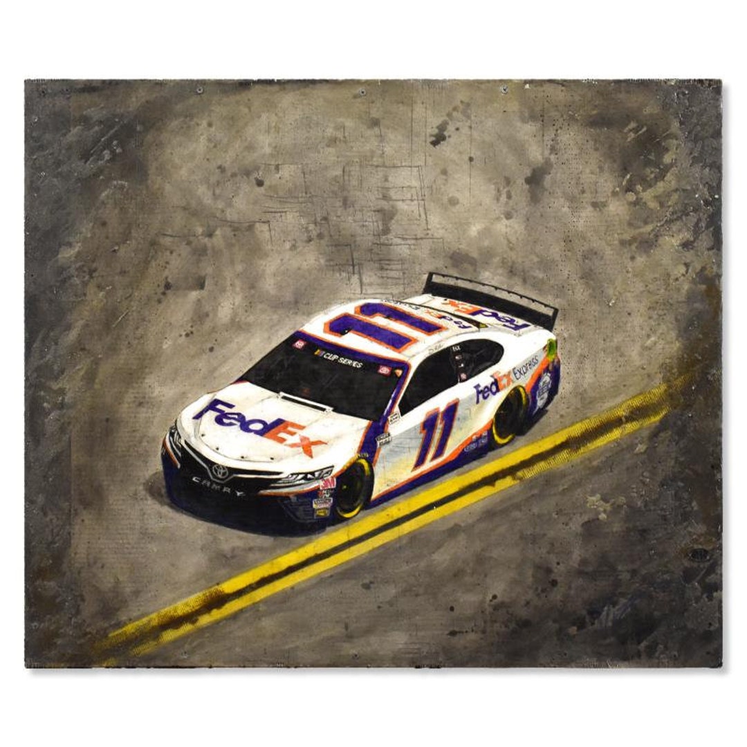 Trevor Mezak, nascar Fed Ex Original Mixed Media Acrylic Painting, Hand ...