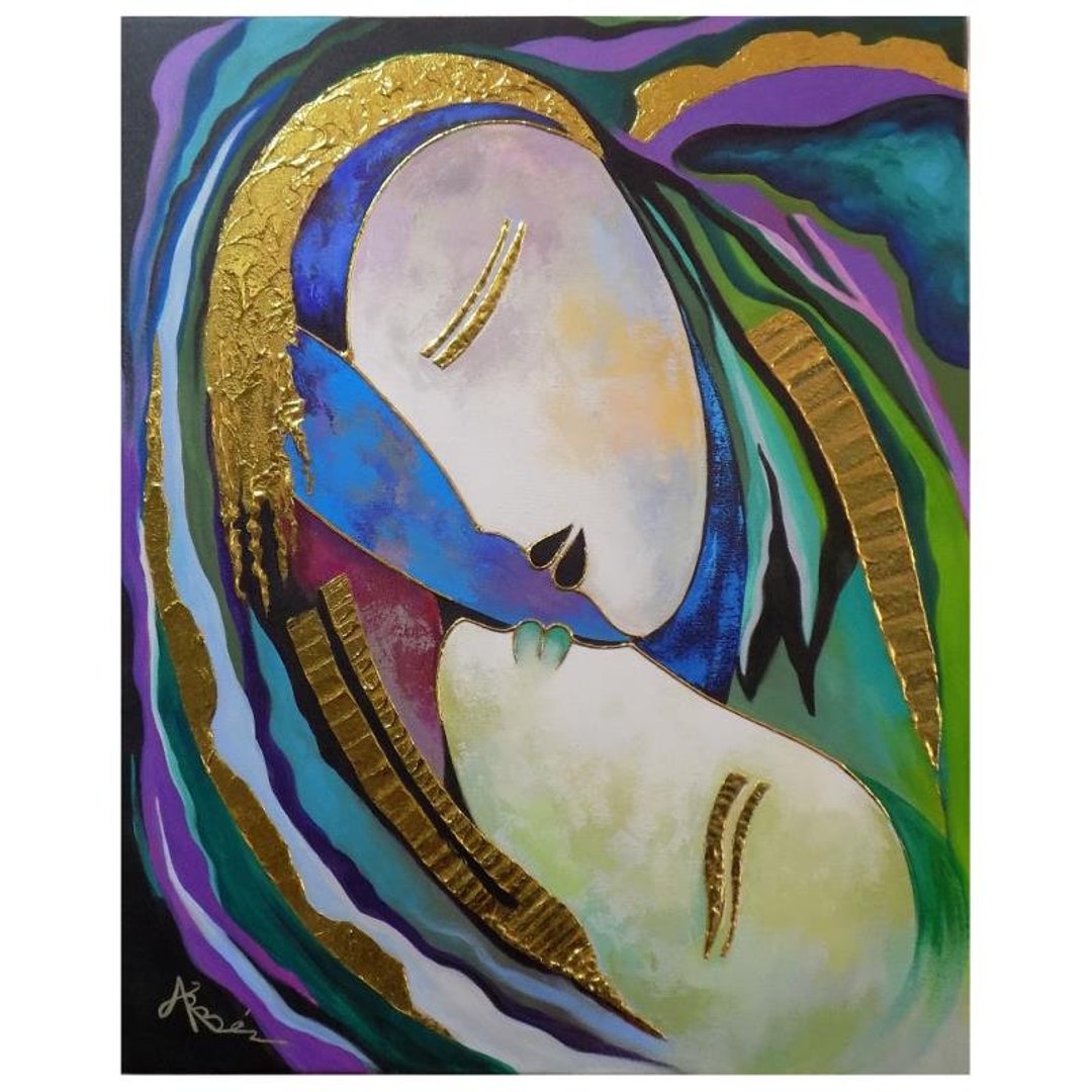 Arbe, "the Lovers" Hand Signed Original Painting on Canvas With Letter ...