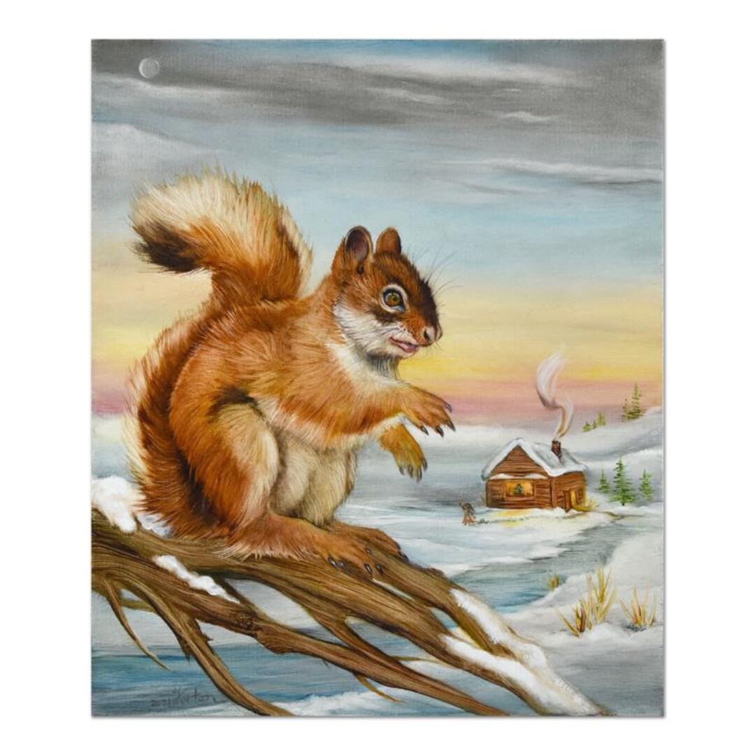 Martin Katon, "she's Feeding the Squirrel" Original Oil Painting on ...