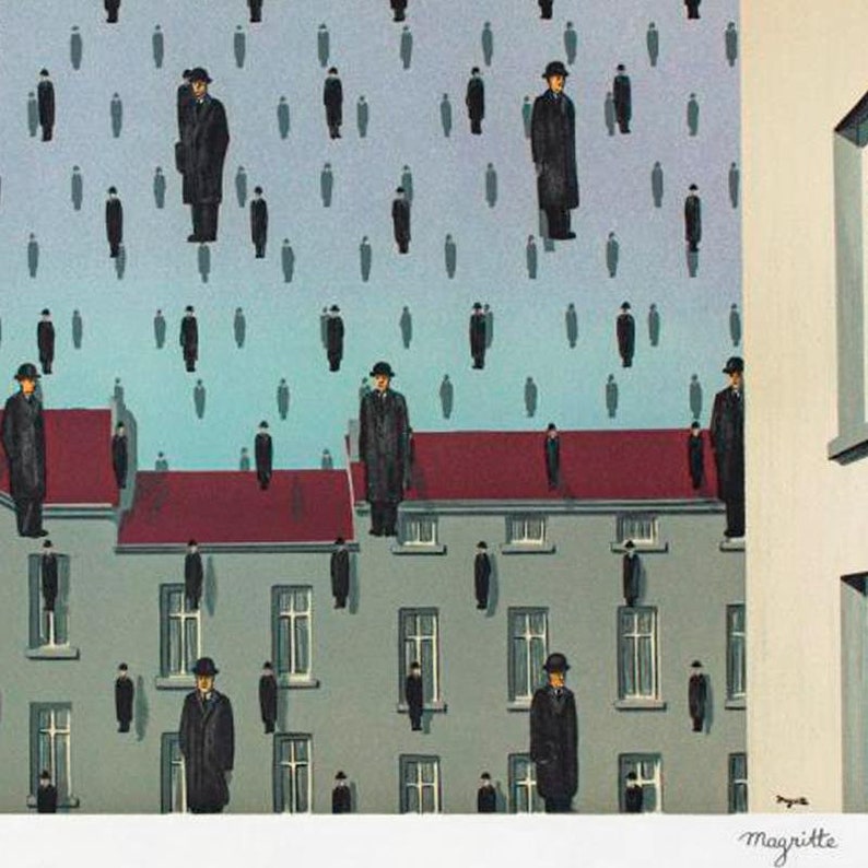 Rene Magritte (1898-1967), "golconda" Framed Limited Edition Lithograph ...