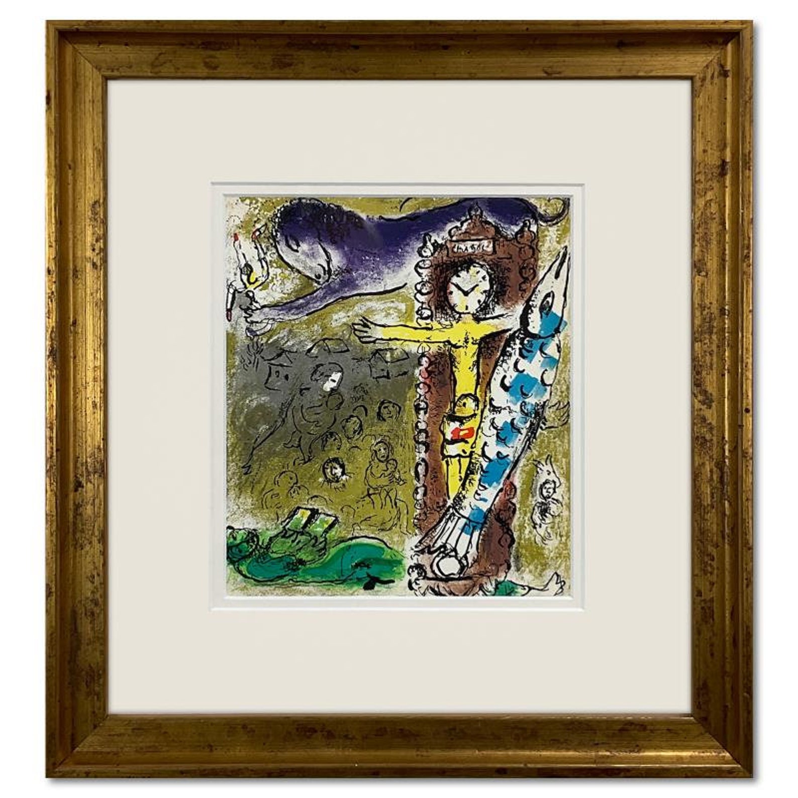 Marc Chagall (1887-1985), "christ in the Clock" Framed Lithograph With ...