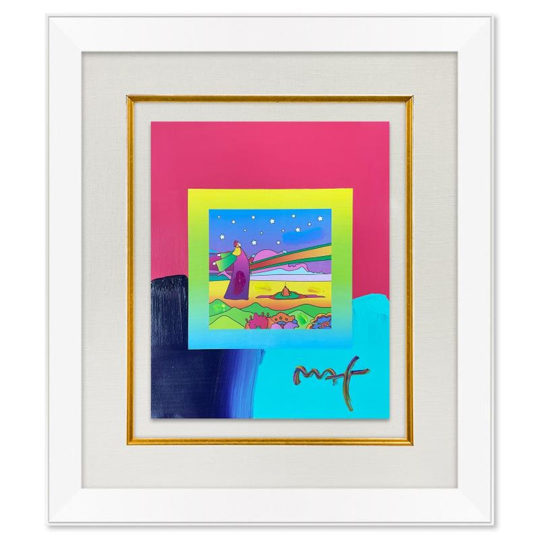 Peter Max, "two Sages With Stars" Framed One-of-a-kind Acrylic Mixed ...