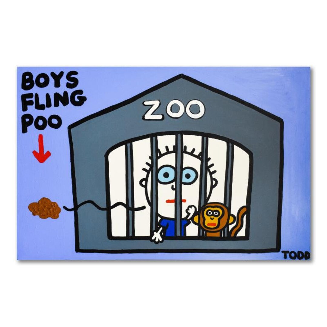 Todd Goldman, "boys Fling Poo" Original Acrylic Painting on Gallery ...