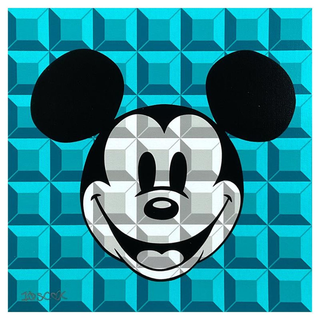 Tennessee Loveless, "aqua 8-bit Mickey" Limited Edition on Canvas From ...