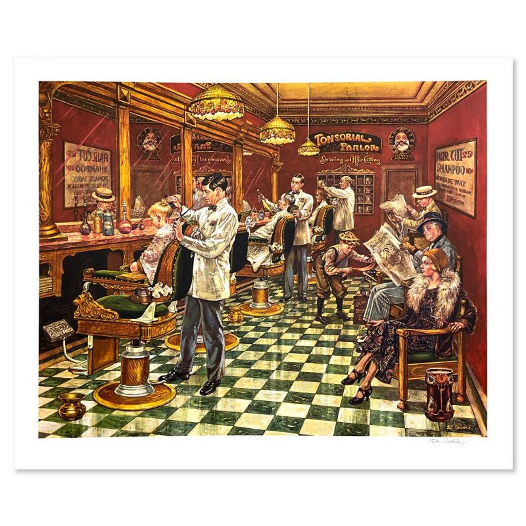 Lee Dubin "tonsorial Parlor" Lithograph - Signed & Numbered - Etsy