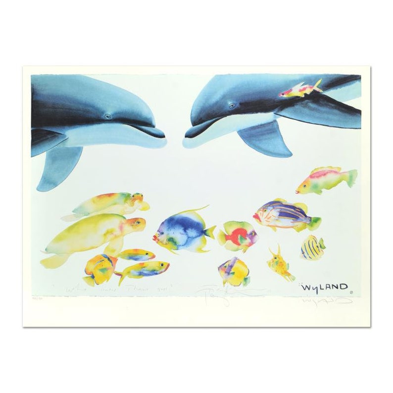 Wyland & Tracy Taylor Lithograph: Dolphins and Fish, Signed Limited ...