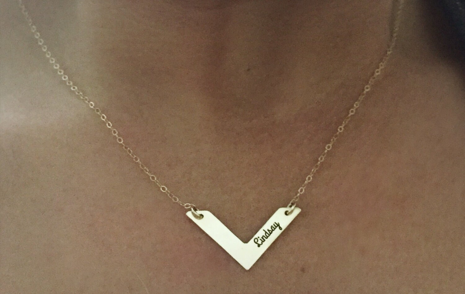 Personalized Gold Filled Chevron Necklace Simple V Necklace | Etsy