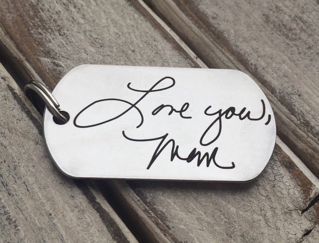 Handwriting Keychain or Necklace Handwritten or Font Engraved Signature ...