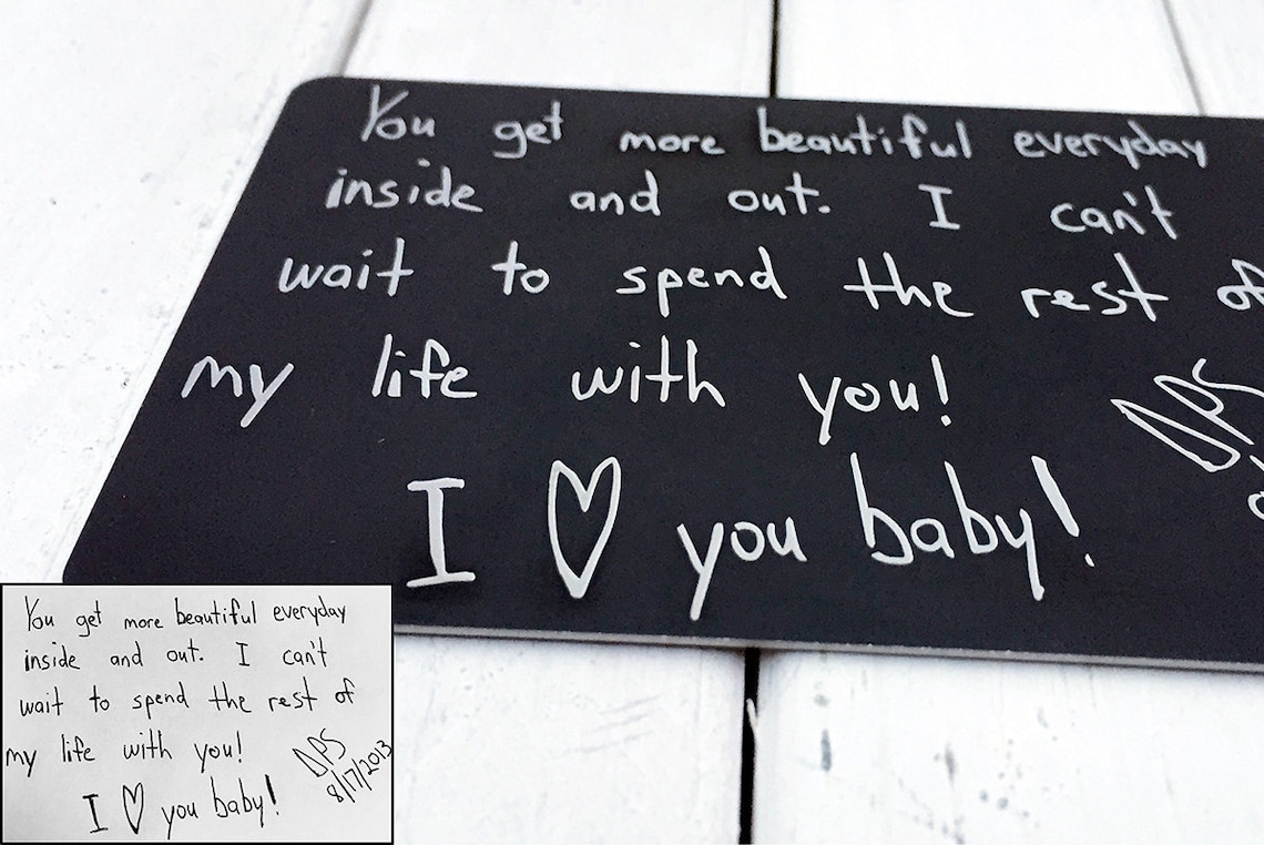 Actual Handwriting Wallet Card Signature Wallet Insert Metal - Etsy