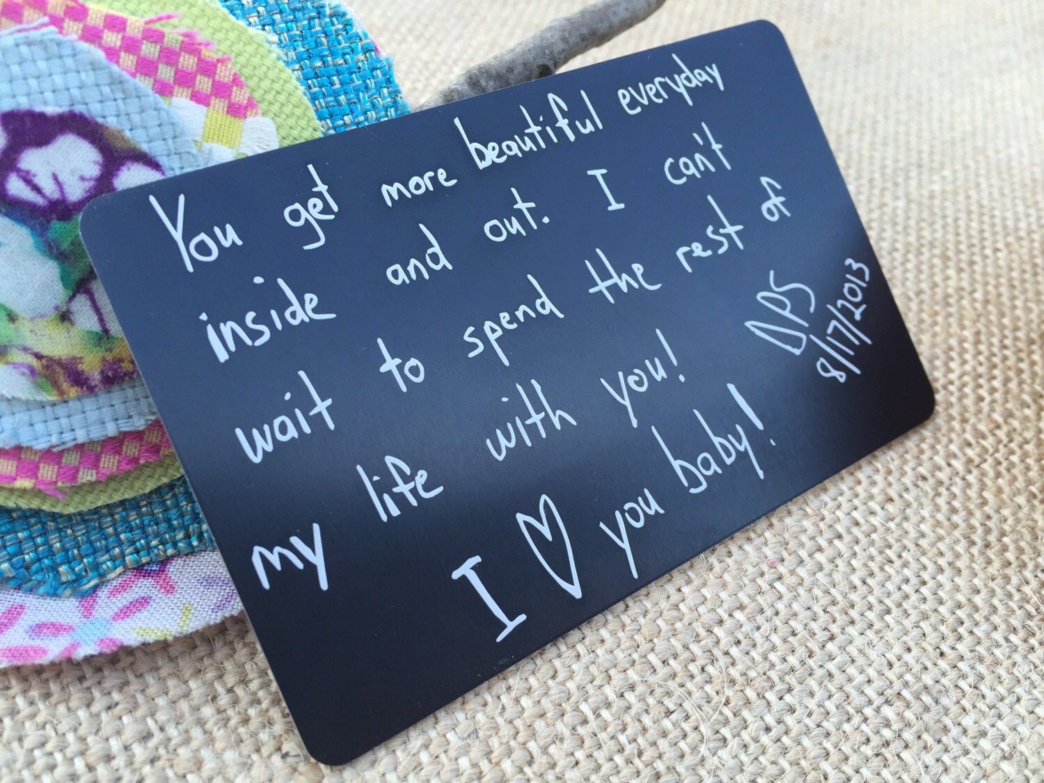 Actual Handwriting Wallet Card Signature Wallet Insert Metal Engraved ...