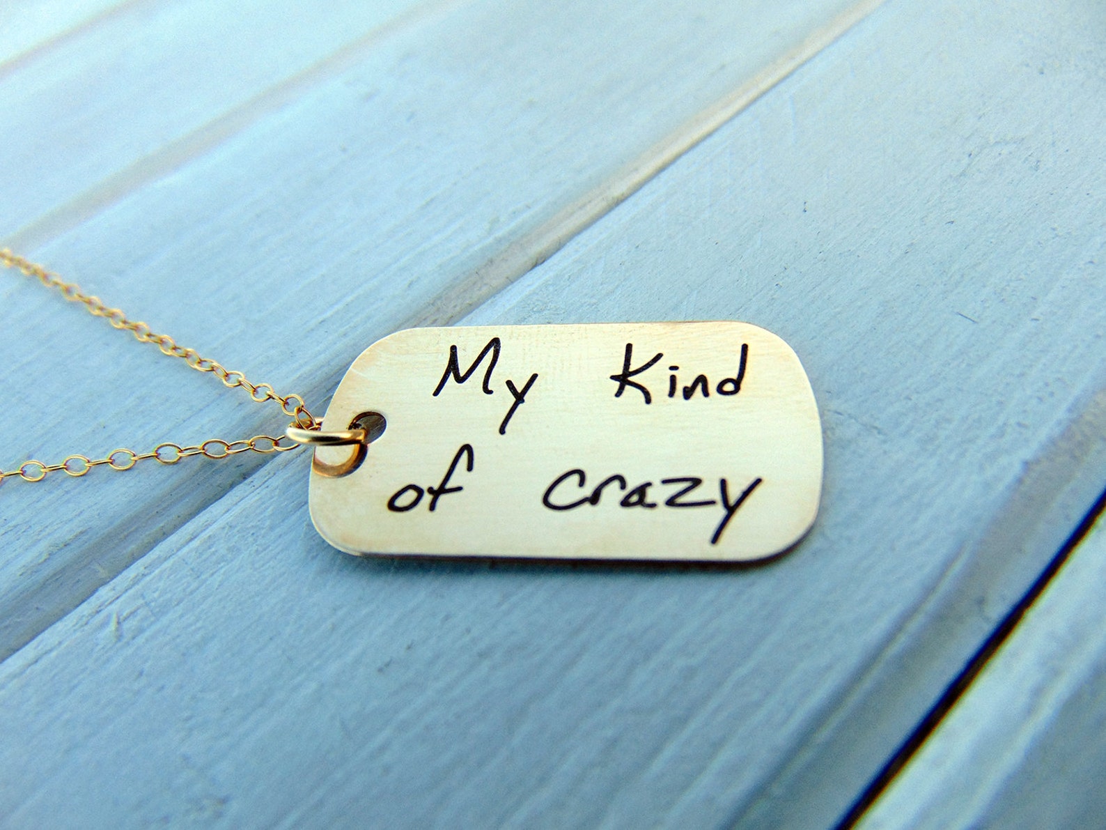 Handwritten Jewelry Handwriting Mini Dog Tag Bar Necklace Silver Gold ...