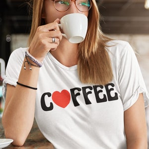 Coffee Shirt, I Heart Coffee Retro Style Graphic Tee, Coffee T Shirt ...