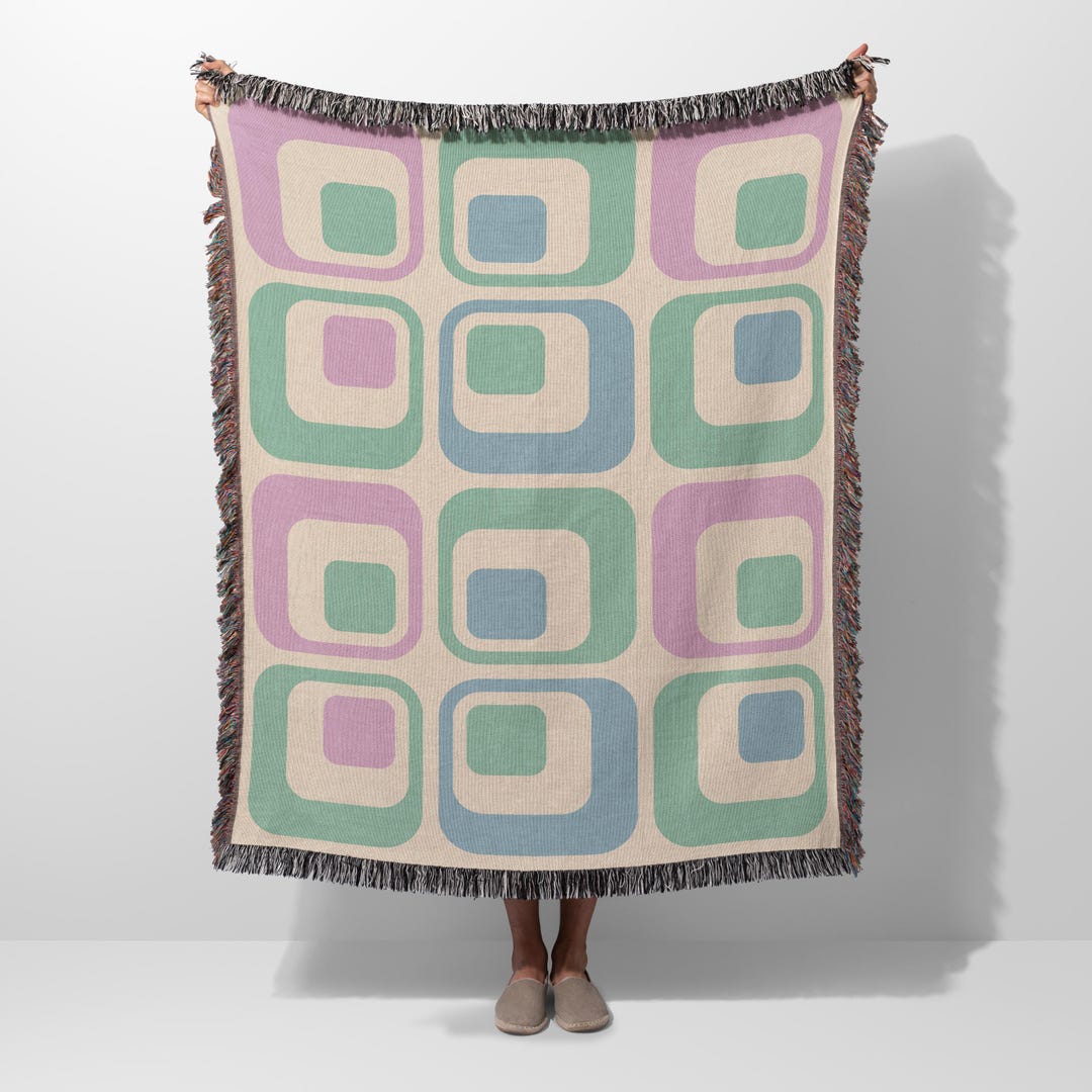 Retro Modern Woven Blanket, Mid Century Modern Home Decor, Googie Style ...