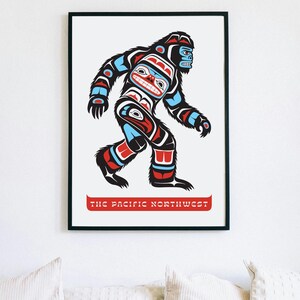 Pacific Northwest Bigfoot Art Print, Matte Vertical Sasquatch Poster ...