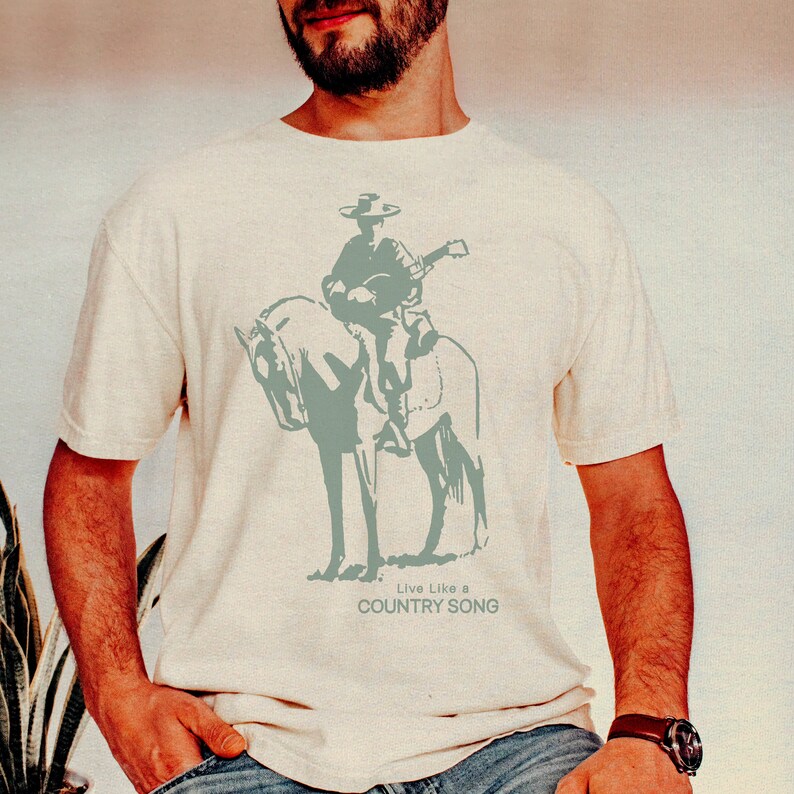 Retro COWBOY Song T-shirt, Vintage Style Cowboy on Horse Tshirt, Live ...