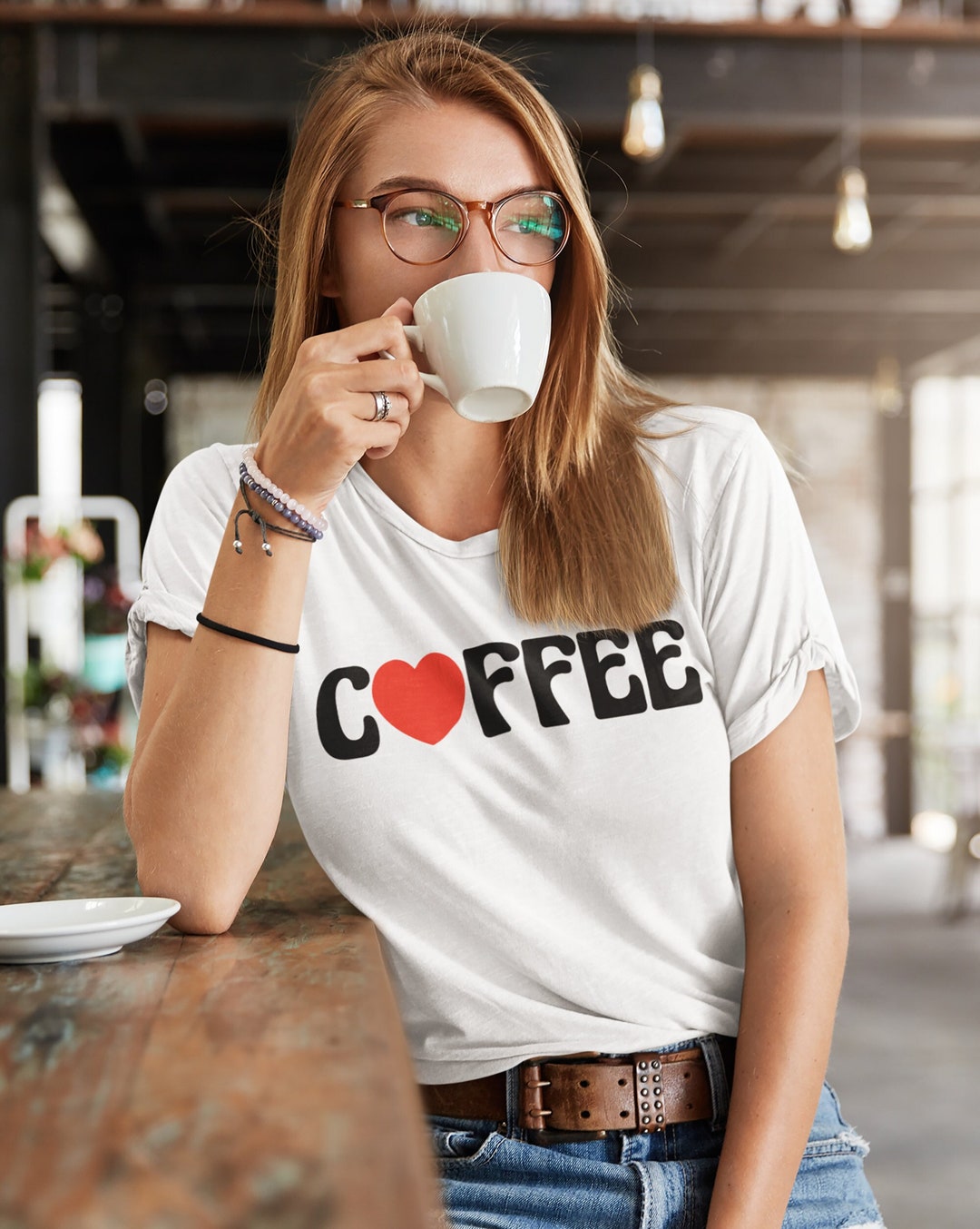 Coffee Shirt I Heart Coffee Retro Style Graphic Tee Coffee T - Etsy