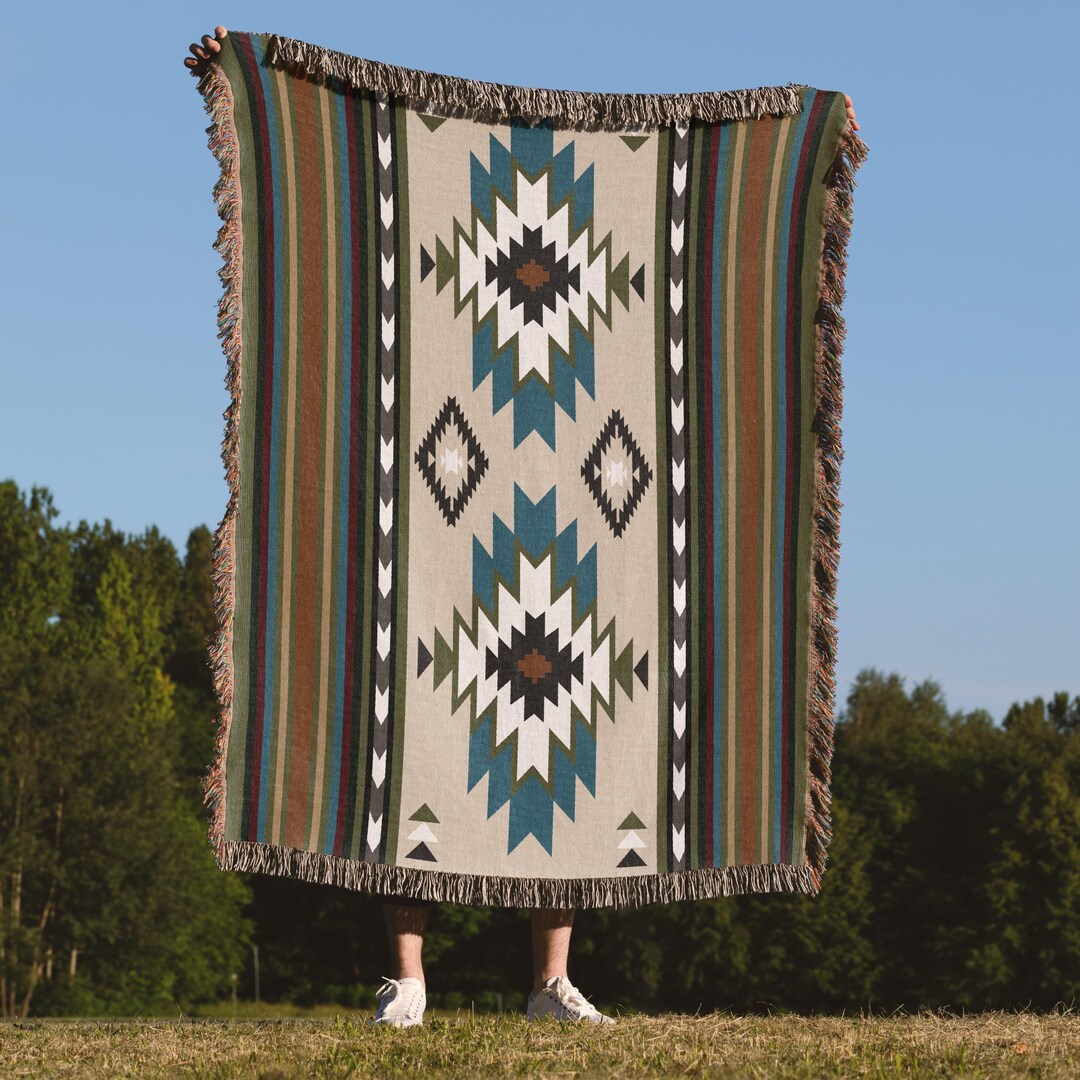 Aztec Woven Blanket, South American Style Blanket, Bohemian Throw ...