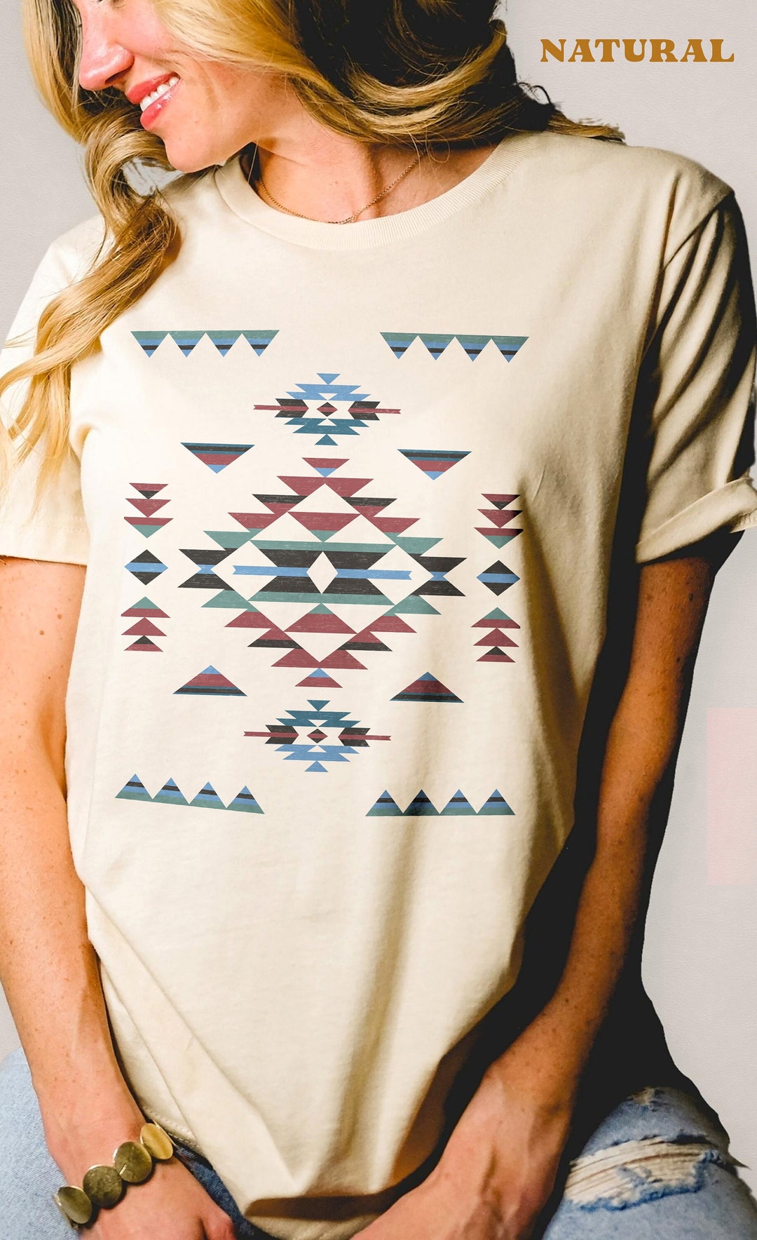 Santa Fe Style T-shirt, Aztec Shirt, Southwest Native American Design ...