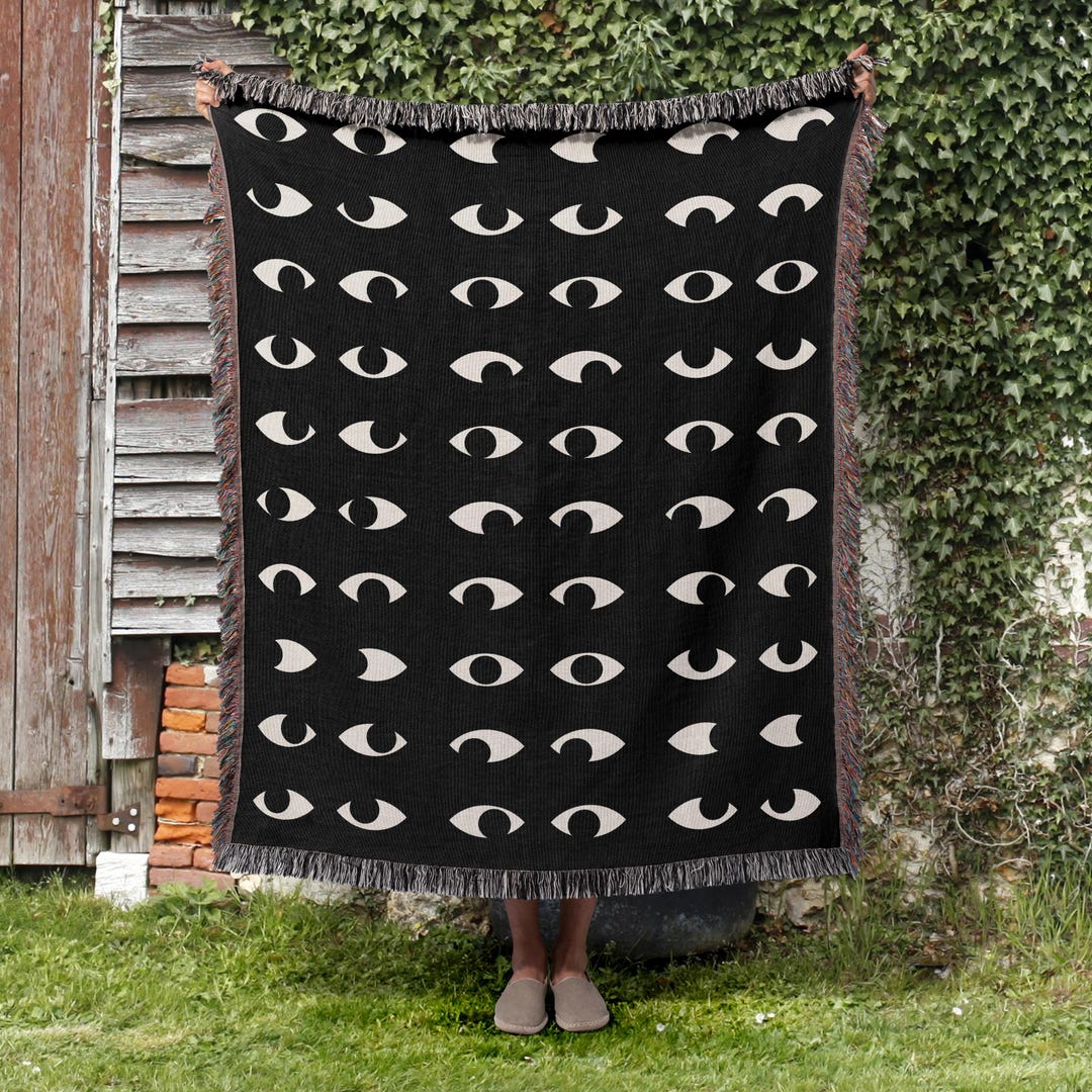Eyes in the Dark Woven Blanket, Eyes Watching Pattern, House Warming ...