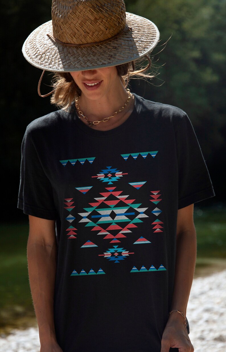 Santa Fe Style T-shirt, Aztec Shirt, Southwest Native American Design ...