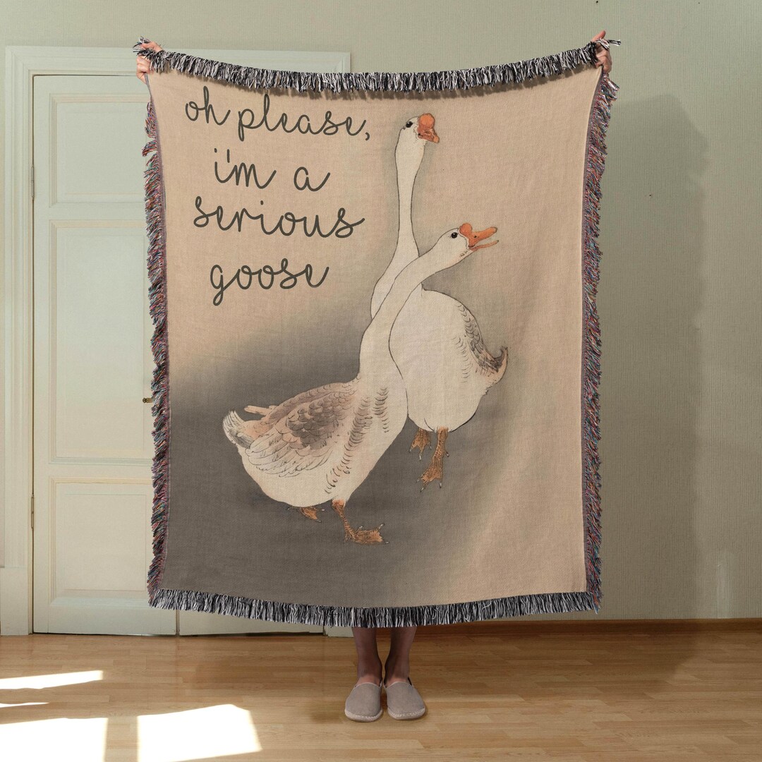 Serious Goose Woven Blanket, 100% Cotton Throw Blanket for Silly Goose ...