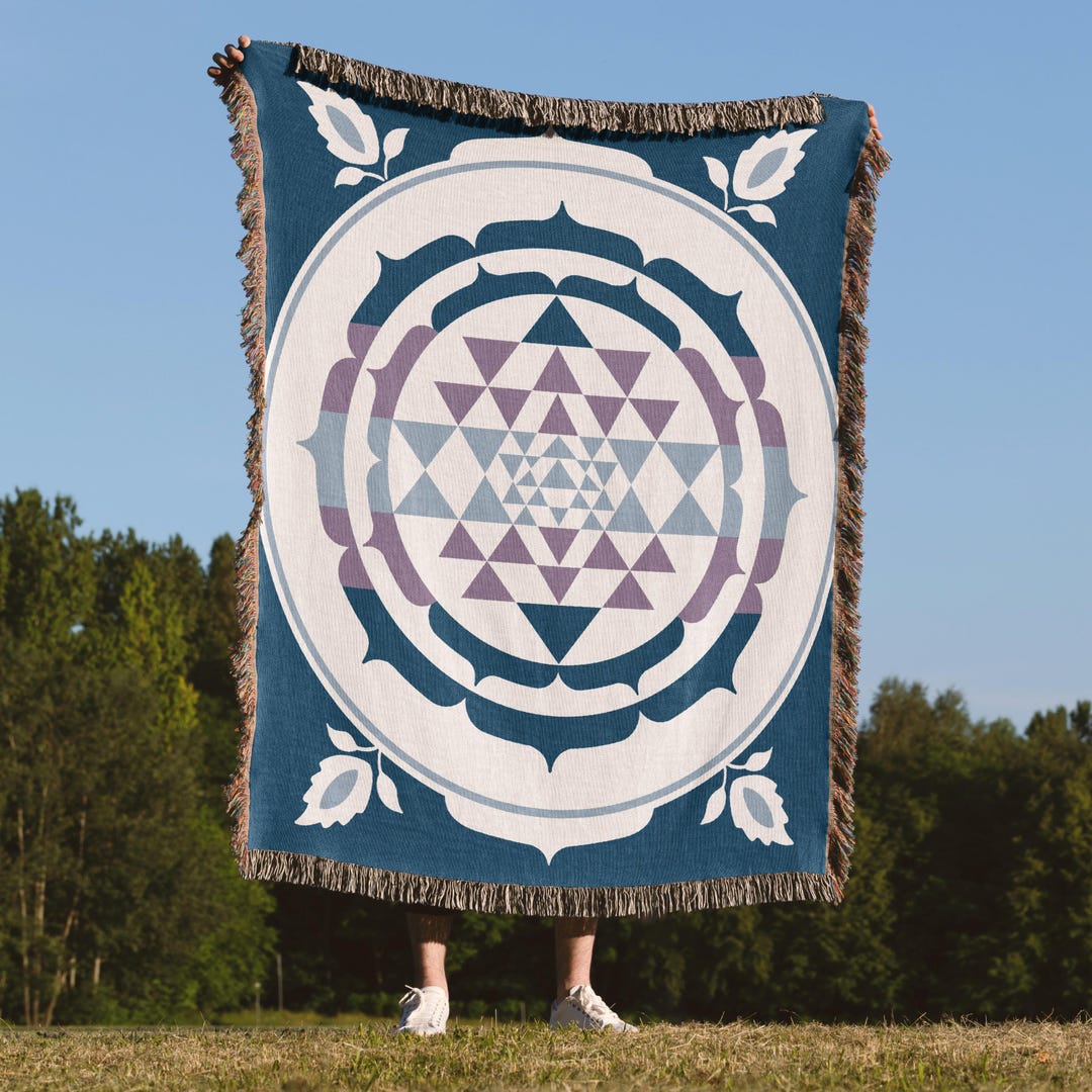 Sri Yantra Mandala Woven Blanket, Yoga Meditation Blanket, Boho Throw ...