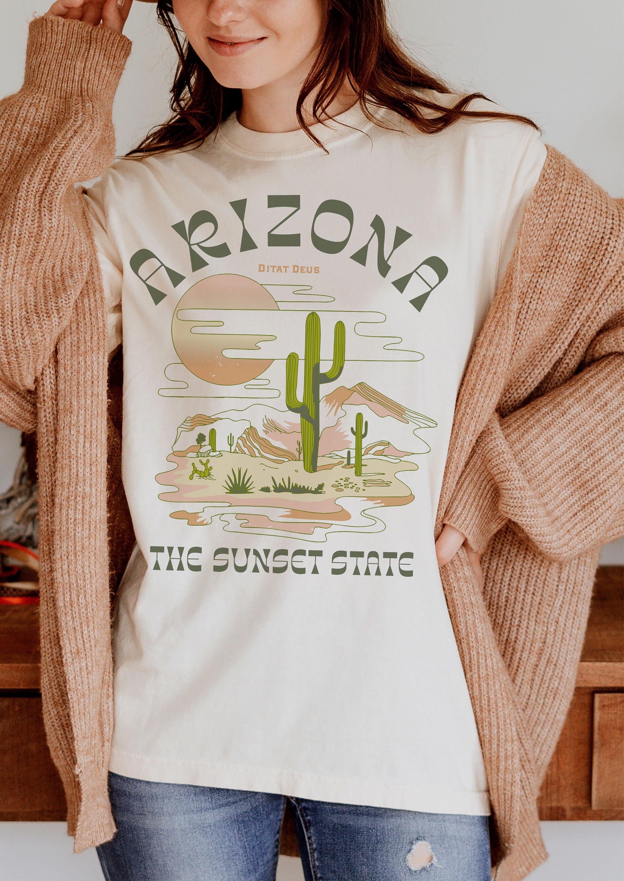 Arizona Souvenir Shirt, AZ Cactus Sunset Tshirt, Arizona Motto 'the ...