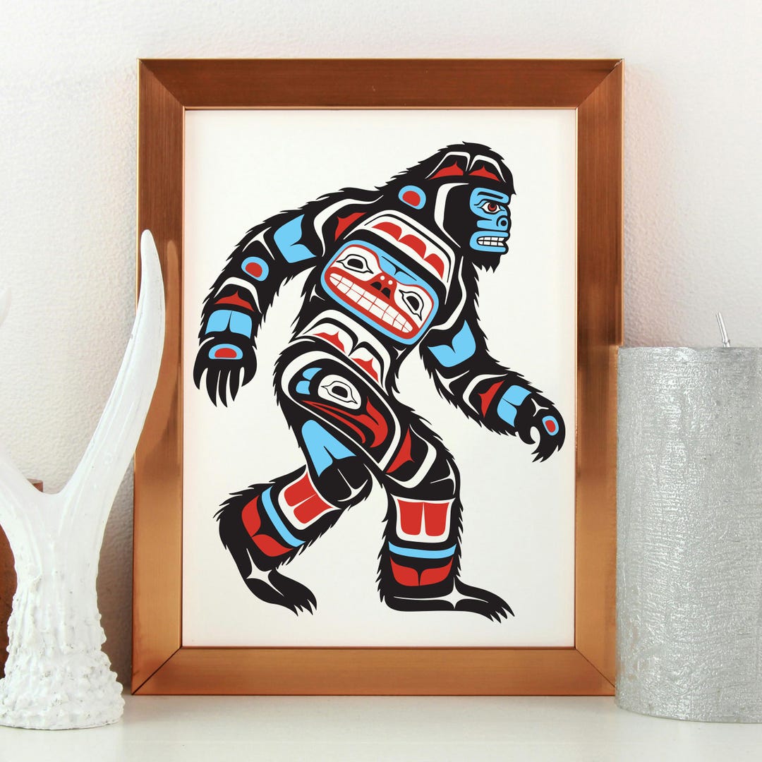 Sasquatch Wall Art, Haida Bigfoot Poster, Pacific North West Squatch ...