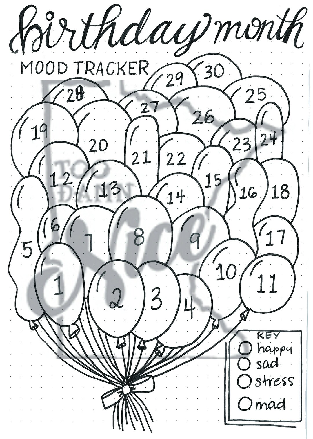 Bullet Journal Birthday Mood Tracker (PDF Download) - Etsy