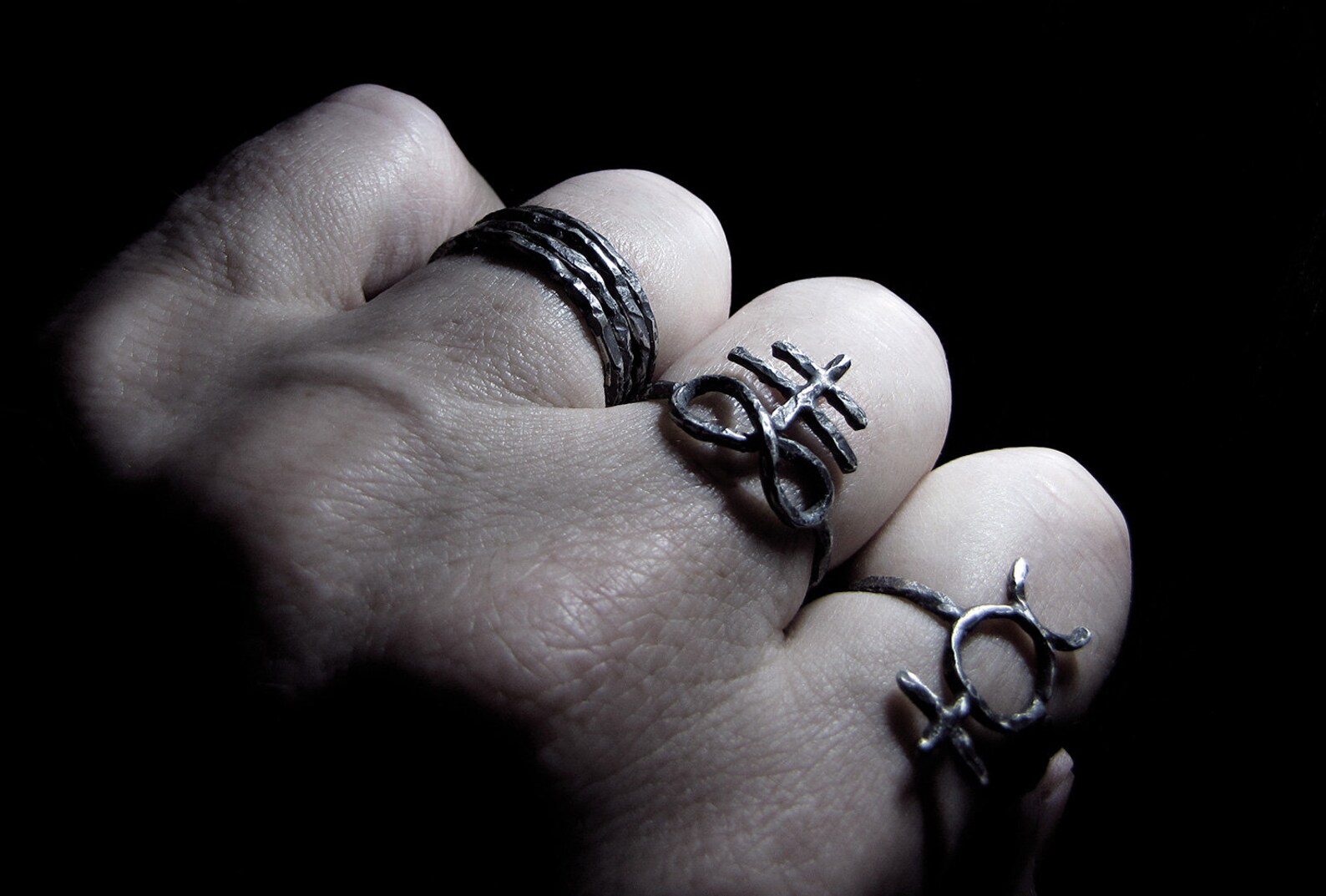 4 Sterling Silver Stackable Rings Occult Alchemy Esoteric - Etsy