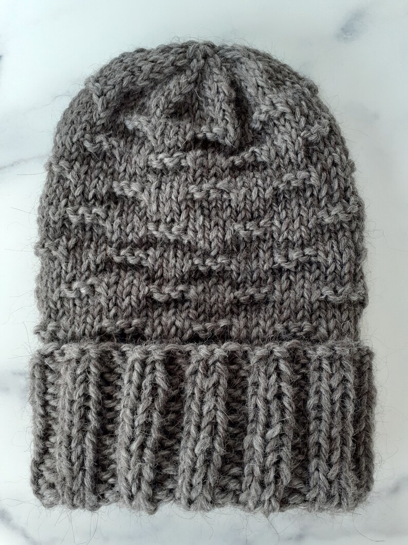 Gray Knitted Hat Kit, Quick Knit Hat Kit With Alpaca Yarn, Beginning ...