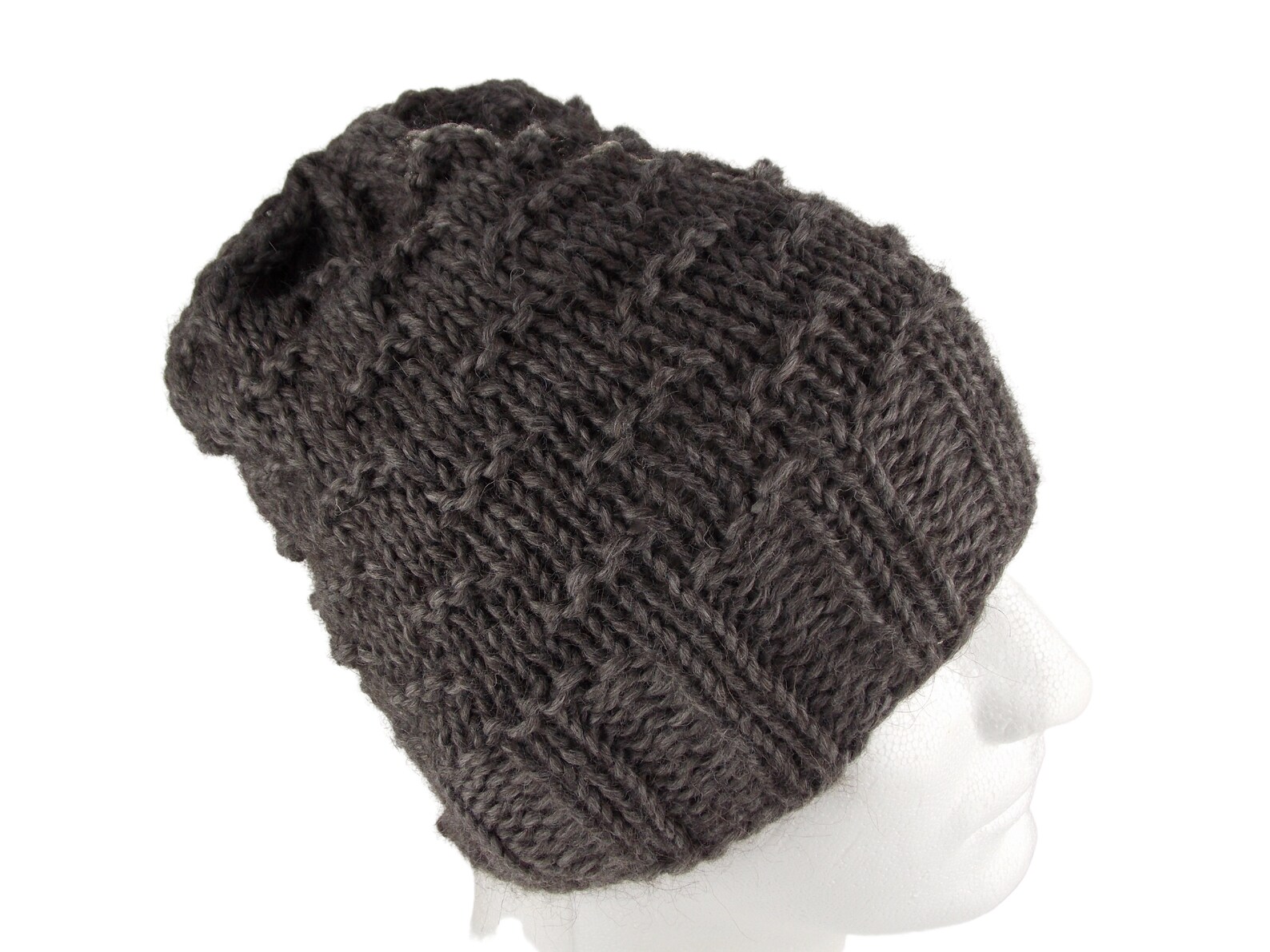 Gray Knitted Hat Kit, Quick Knit Hat Kit With Alpaca Yarn, Beginning ...