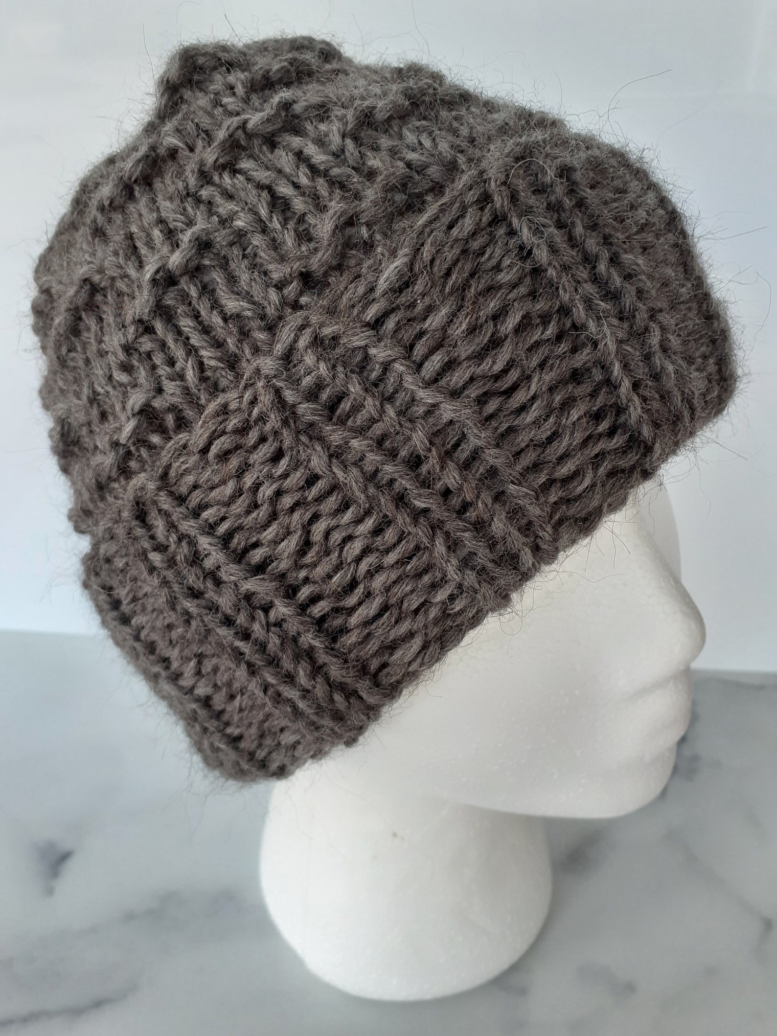 Gray Knitted Hat Kit, Quick Knit Hat Kit With Alpaca Yarn, Beginning ...