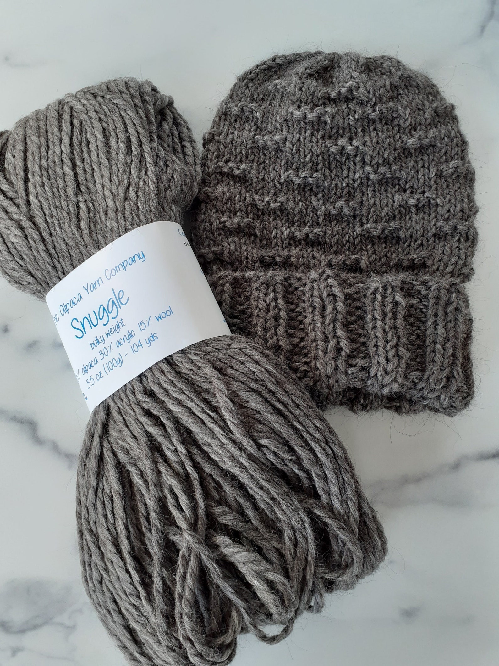 Gray Knitted Hat Kit, Quick Knit Hat Kit With Alpaca Yarn, Beginning ...