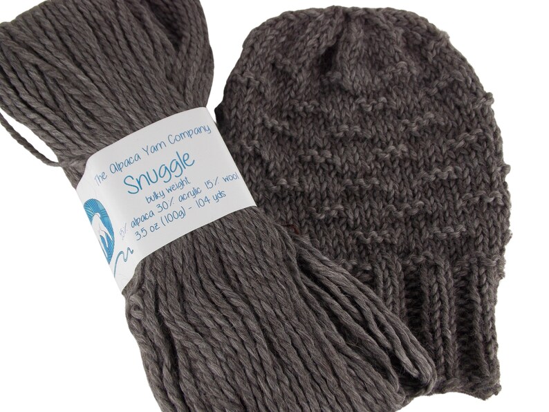 Gray Knitted Hat Kit, Quick Knit Hat Kit With Alpaca Yarn, Beginning ...