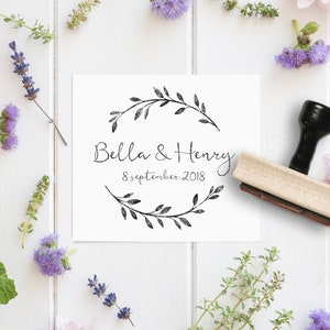 Wedding Stamp - Wedding Logo Stamp - Monogram Wreath Wedding Stamp ...