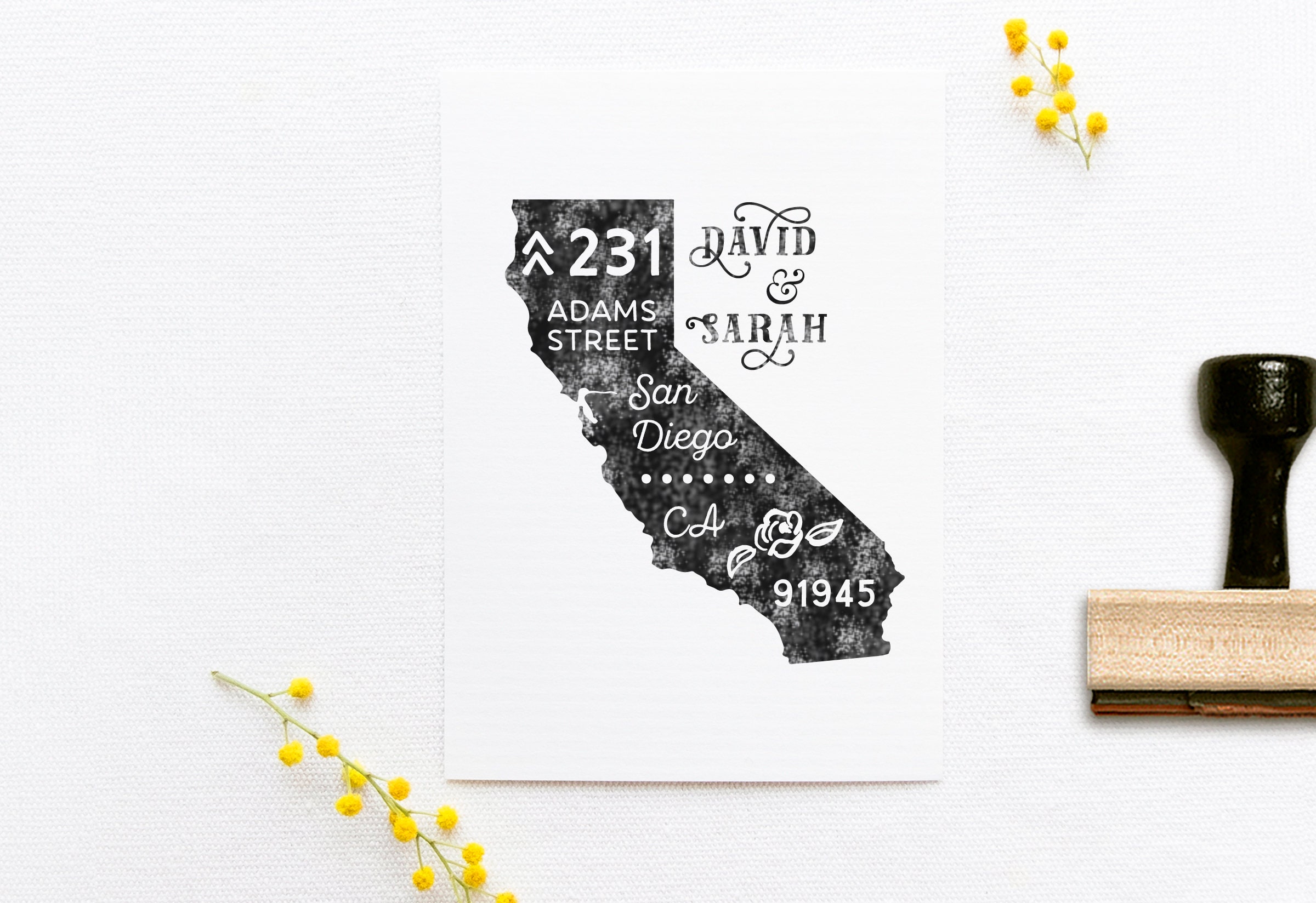California Return Address Stamp- Custom Cali CA State Address Stamp ...