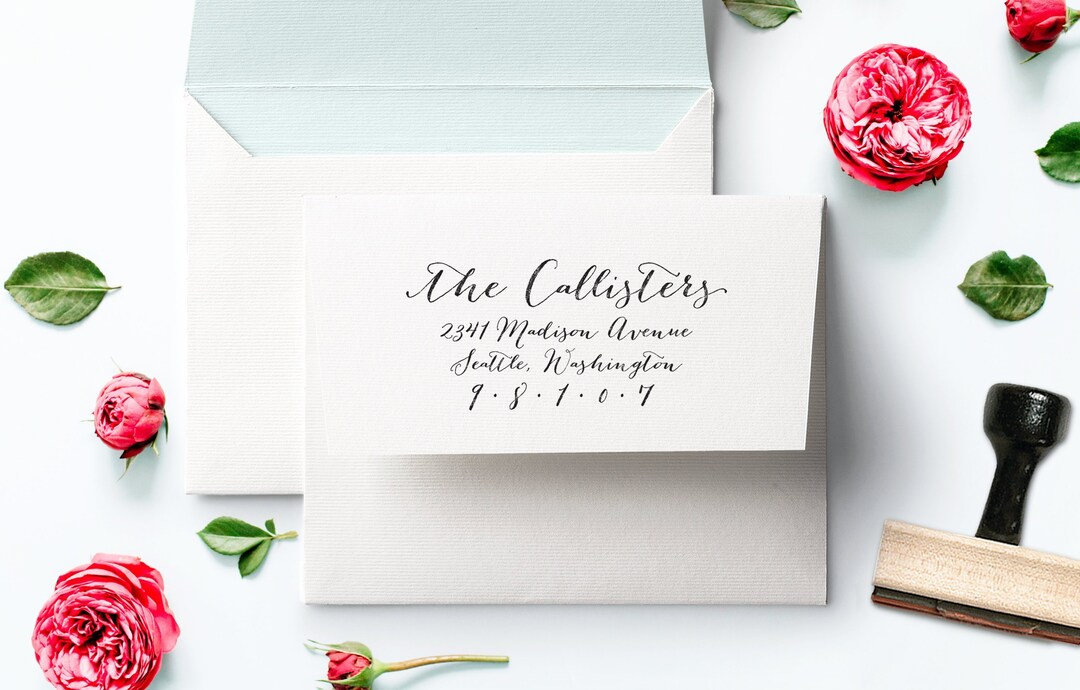 Calligraphy Return Address Stamp - Handwritten Calligraphy Address ...