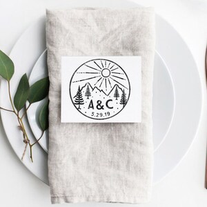 Mountain Monogram Stamp - Mountain Wedding Stamp - Rustic Mountain ...