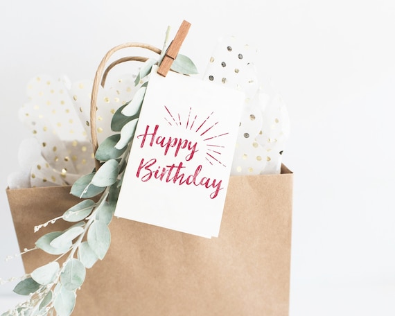 Happy Birthday Stamp Birthday Rubber Stamp Gift Tag Stamp - Etsy