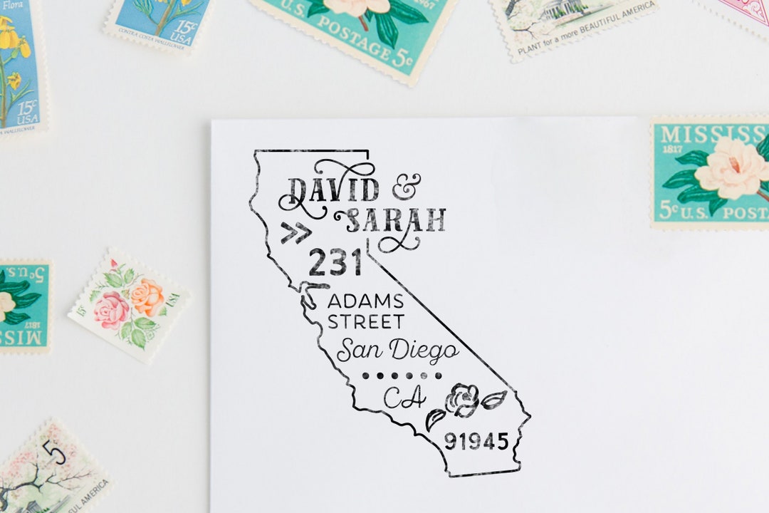 California Return Address Stamp- Custom Cali CA State Address Stamp ...